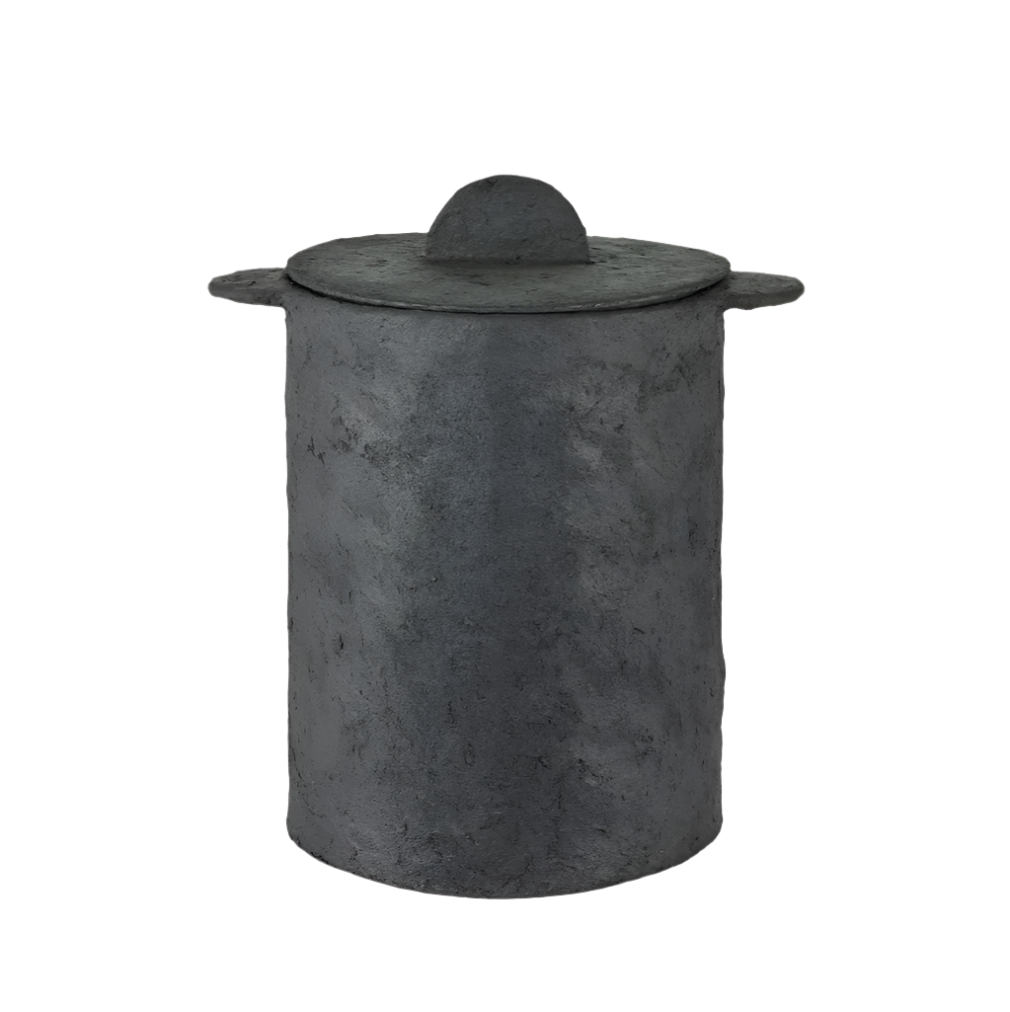 Basket with Lid + Linen Bag Black Paper Mache Earth – Cara Woodhouse
